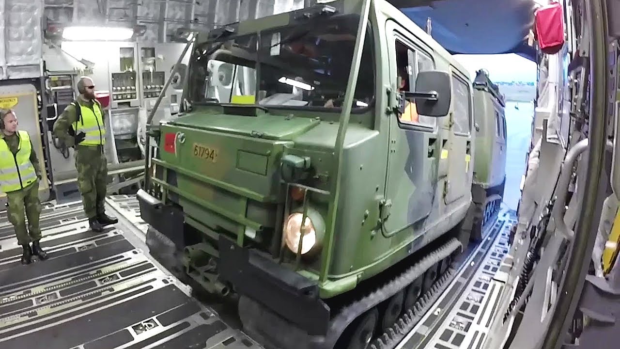 Unloading The Unique Bv 206 Vehicles From C-17 – NATO Operations In ...